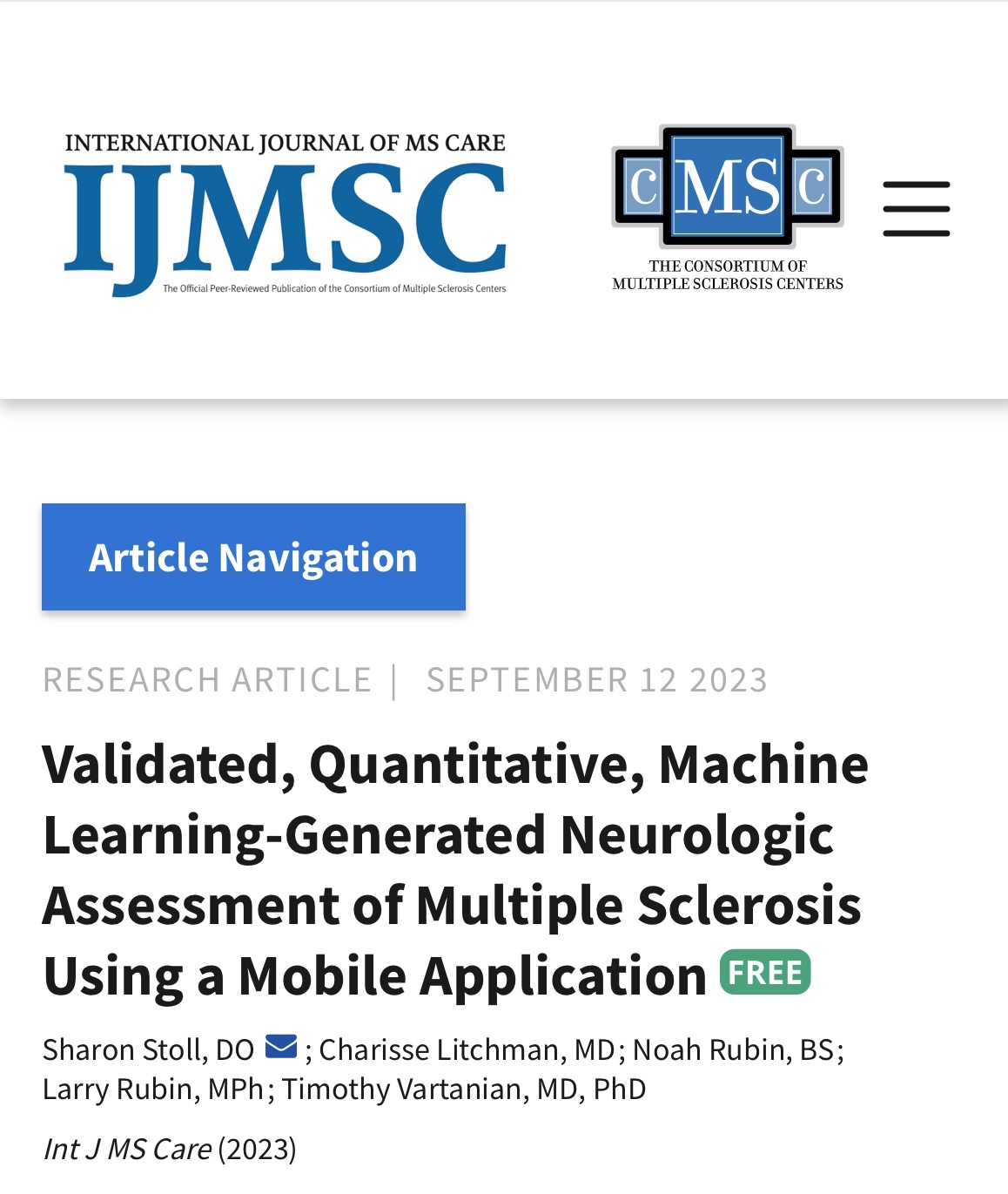 BeCare MS Link Validated to Generate Reliable Disability Scores for MS ...